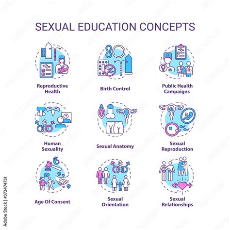 Sexual Education Concept Icons Set Human Sexuality Awareness Idea Thin Line Rgb Color