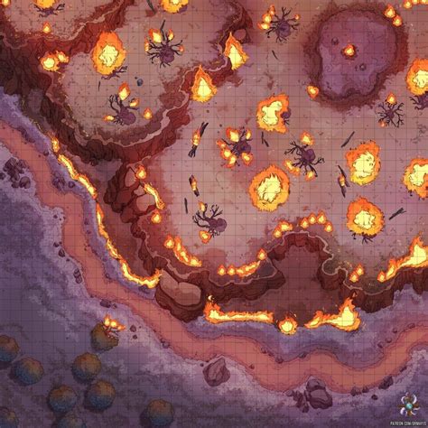 Wildfire Battle Map 40x40 Dndmaps Fantasy City Map Dnd World Map Dungeons And Dragons