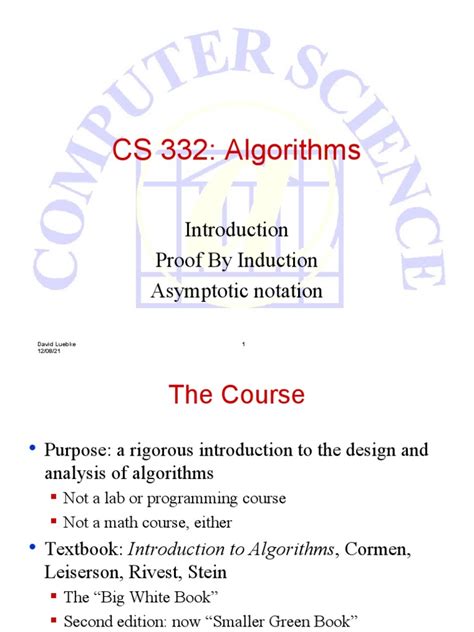 cs 332 algorithms proof by induction asymptotic notation pdf theoretical computer science