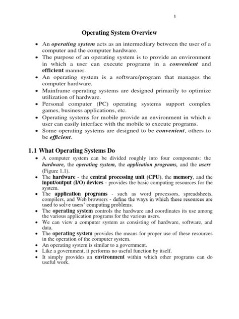 1 operating system overview pdf operating system computer cluster