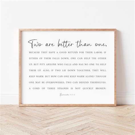 Two Are Better Than One Ecclesiastes 49 12 Wedding Bible Etsy