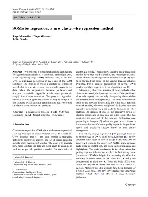 pdf somwise regression a new clusterwise regression method diego vidaurre