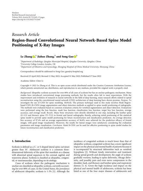 pdf region based convolutional neural network based spine model positioning of x ray images