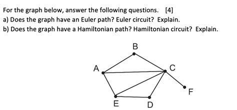 solved for the graph below answer the following questions [4] a does the graph have an euler