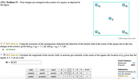 solved 39 problem 17 four charges are arranged at the comers of square the figure depicted