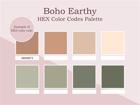 Boho Earthy Color Palette HEX Codes Boho Color Palette Etsy