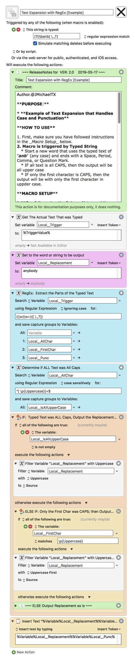 text expansion with regex [example] macro library keyboard maestro discourse