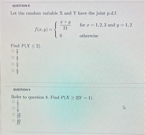 Solved Let The Random Variable X And Y Have The Joint P D F Chegg