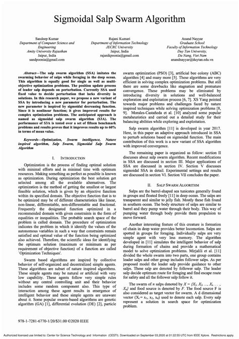 pdf sigmoidal salp swarm algorithm