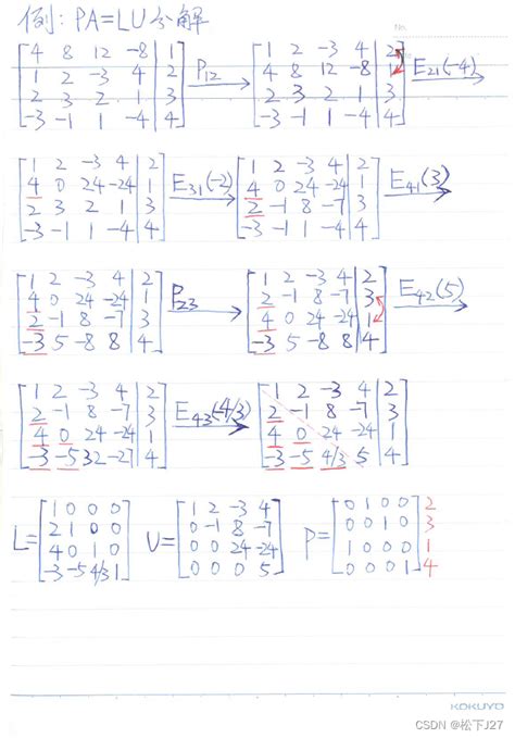 线性代数 带有置换矩阵p的lu分解 pa lu csdn博客