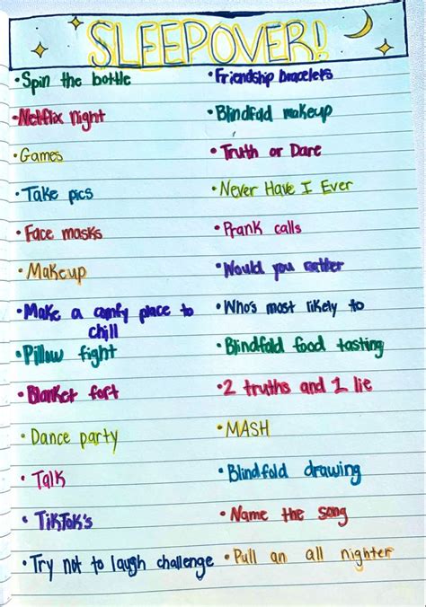 Sleepover Ideas Things To Do At A Sleepover Birthday