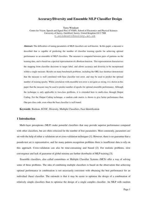 pdf accuracy diversity and ensemble mlp classifier design