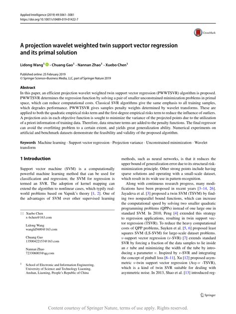 a projection wavelet weighted twin support vector regression and its primal solution request pdf