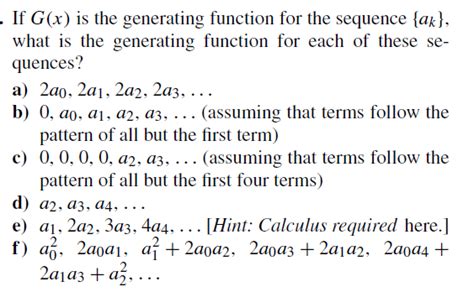 solved if g x is the generating function for the sequence