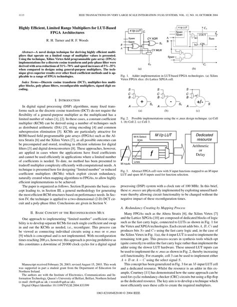 pdf highly efficient limited range multipliers for lut based fpga architectures