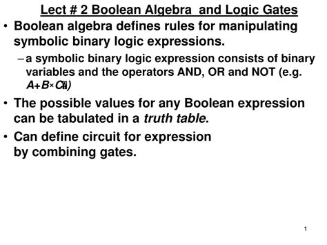 ppt lect 2 boolean algebra and logic gates powerpoint presentation id 9696855