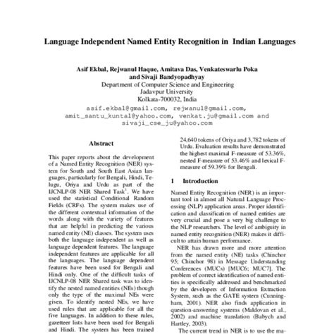 language independent named entity recognition in indian languages acl anthology
