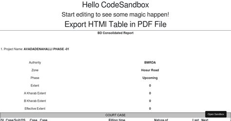 React Pdf To Print Bd Consolidated Report Codesandbox