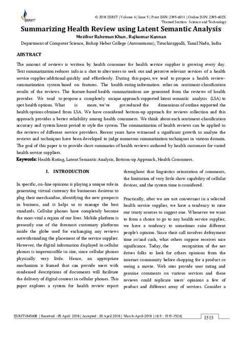 pdf summarizing health review using latent semantic analysis international journal of
