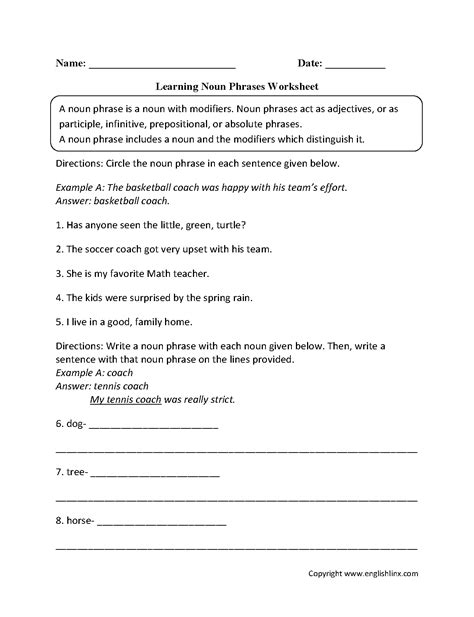 Phrases And Clauses Worksheets Grade 7