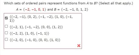 solved which sets of ordered pairs represent functions from