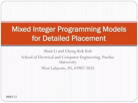 ppt mixed integer programming models for detailed placement powerpoint presentation id 6271446