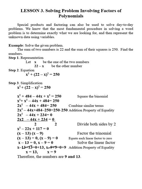 lesson 3 solving problem involving factors of polynomials pdf
