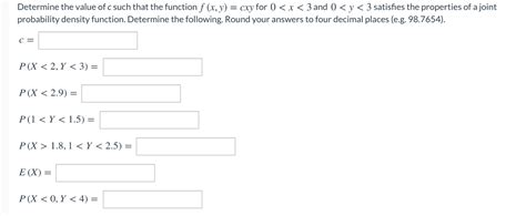 solved determine the value of c such that the function f x