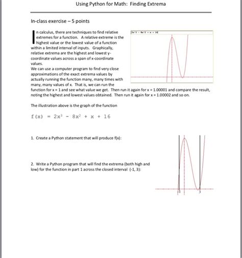 Solved Using Python For Math Finding Extrema In Class Chegg