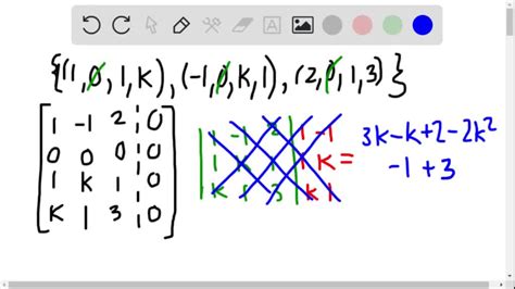 solved determine all values of the constant k for which the given set of vectors is linearly