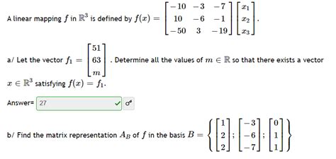solved 10 11 a linear mapping f in r3 is defined by f x