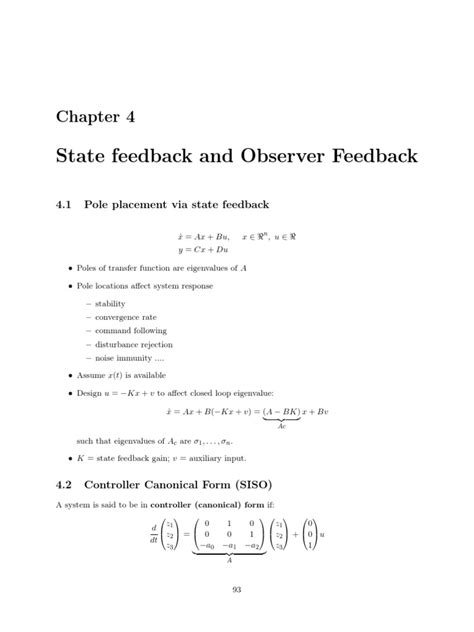 state feedback and observer feedback pdf control theory eigenvalues and eigenvectors