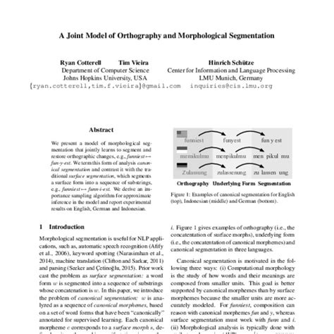 a joint model of orthography and morphological segmentation acl anthology