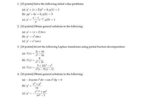 solved 1 [15 points] solve the following initial value