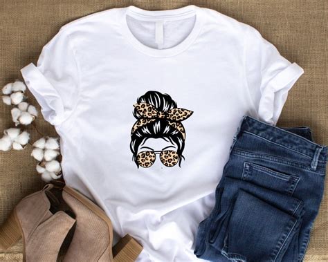 Leopard Mom Svg American Mom Svg Moms Life Svg Messy Bun Etsy