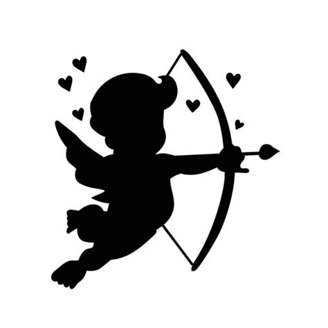 Silhouette Cupid Shooting Arrow Silhouette Winged Cupid Love Symbol