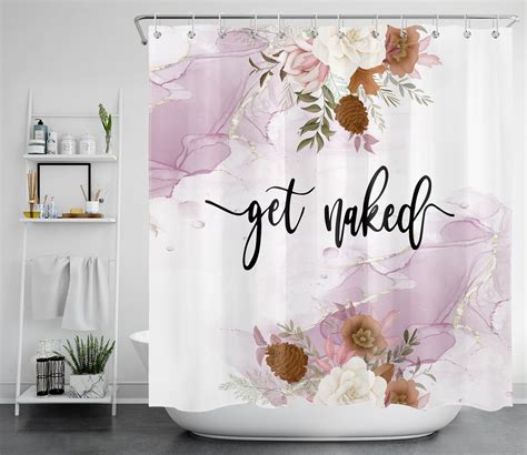 Hvest Get Naked Shower Curtain Purple Abstract Marble And Watercolor