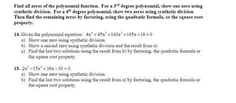 solved find all zeros of the polynomial function for a 3rd
