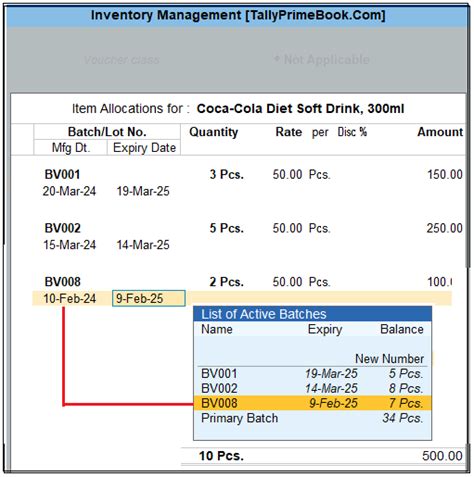 Manage Inventory Batch Wise In Tallyprime Tallyprime Book Tutorial