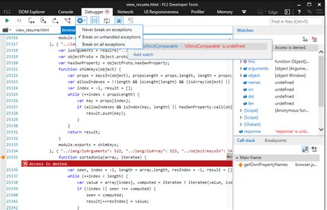 Javascript Access Is Denied On IE Browser For Browser Min Js In