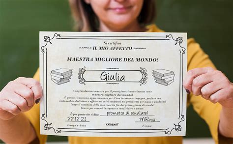 KAÏDENSÏ Idea Regalo Maestra Fine Anno Personalizzato Pergamena Per