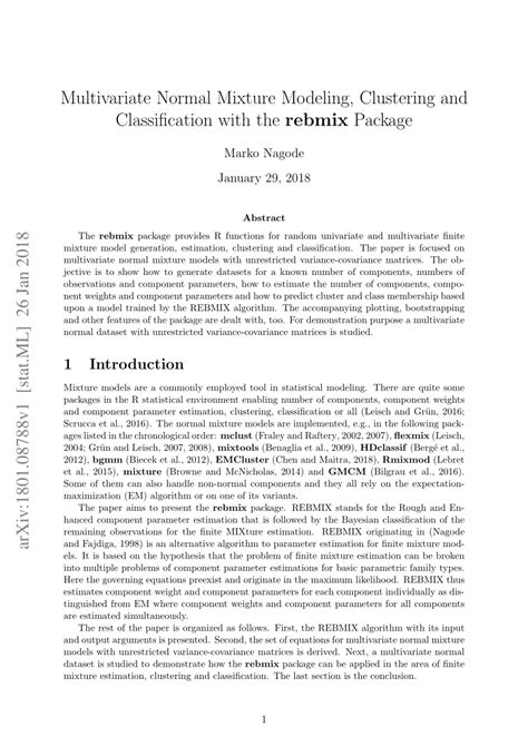 pdf multivariate normal mixture modeling clustering and classification with the rebmix package