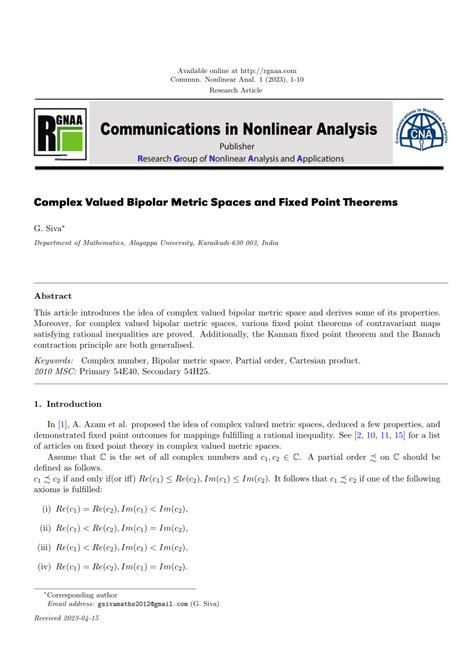 pdf complex valued bipolar metric spaces and fixed point theorems