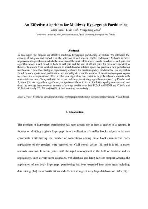 pdf an effective algorithm for multiway hypergraph partitioning