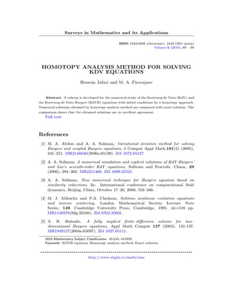 homotopy analysis method for solving kdv equations