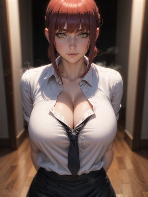 Rule 34 Ai Generated Big Breasts Breasts Chainsaw Man Cleavage Makima Chainsaw Man Red Hair