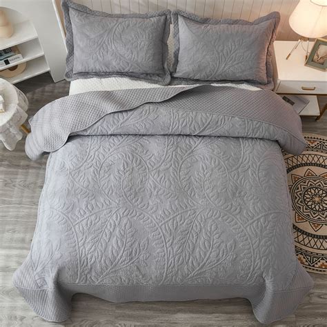 Marcielo 3 Piece 100 Cotton Oversized Bedspread Set Coverlet Set Lightweight Quilt Set