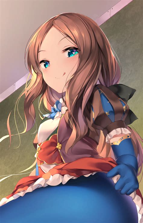 Safebooru 1girl Bangs Black Bow Blue Eyes Blue Gloves Blue Legwear Blush Bow Breasts Brown