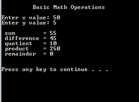 free programming source codes and computer programming tutorials basic math operations using