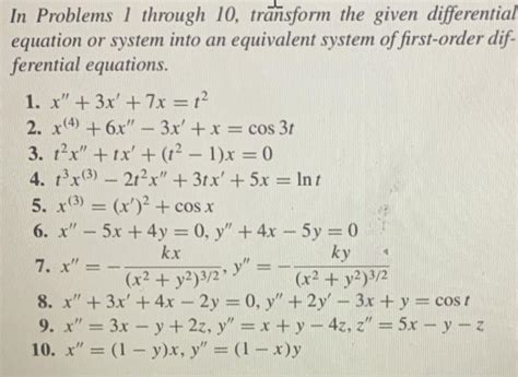 solved in problems 1 through 10 transform the given
